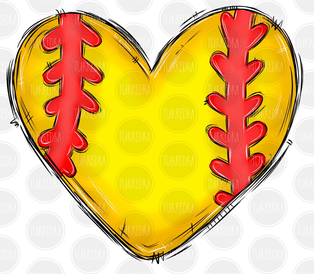 Softball Heart Sublimation Design PNG Sports Clip Art Sports Clipart ...