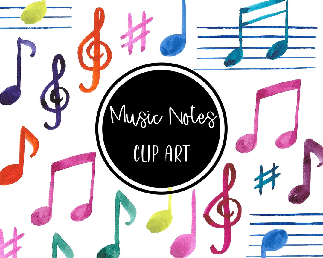 Music Notes Clip Art Watercolor Handpainted Digital Clipart Musical ...
