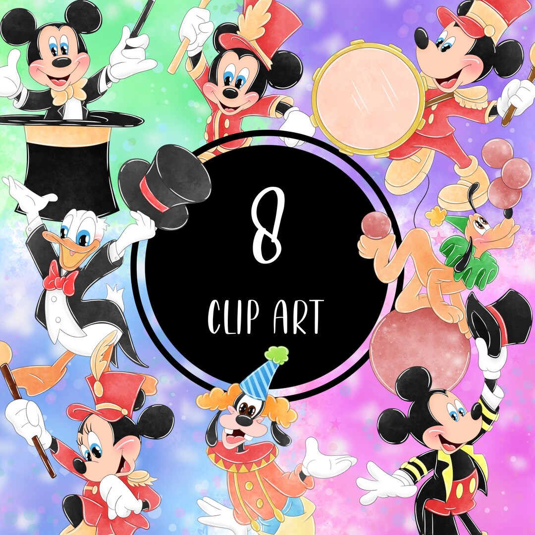 Set of Mickey Mouse Circus Clipart, PNG Clip Art, Mickey, Minnie and ...