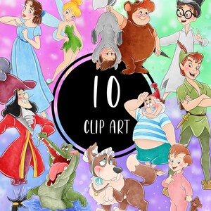 Set of Peter Pan Cute Clip Art PNG, Cartoon Clipart Sublimation PNG - Etsy