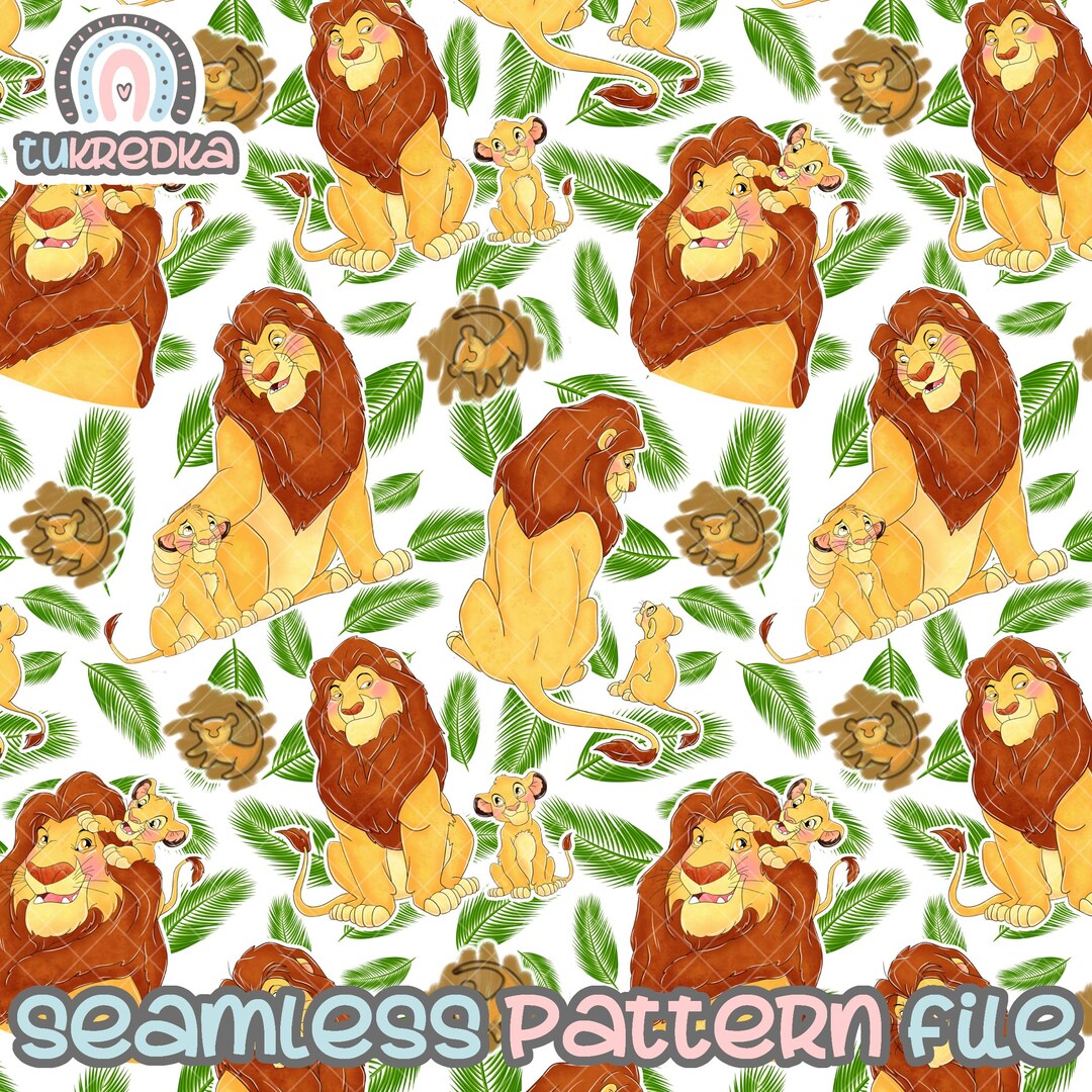The Lion King Simba Mufasa Seamless Pattern, Digital Paper Background ...