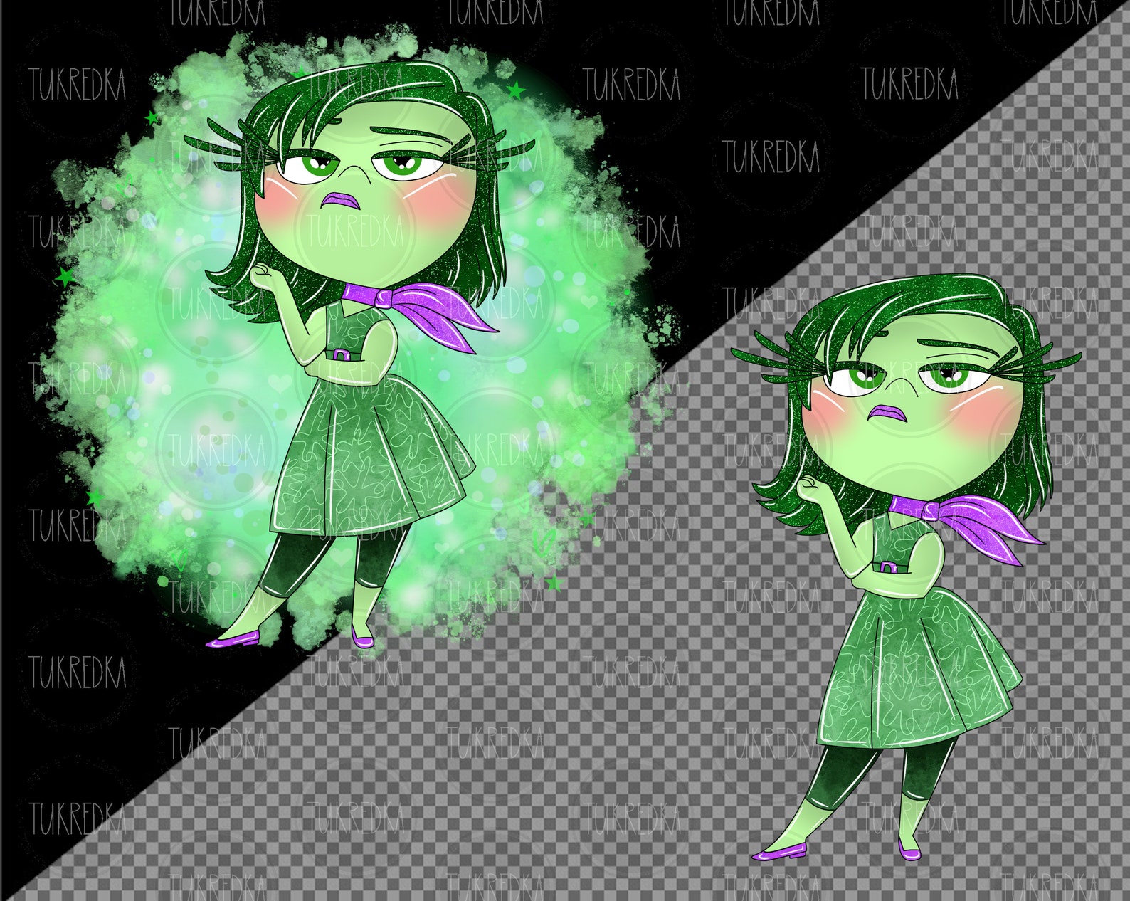 Inside Out Disgust Clip Art PNG, Hand Drawn Cartoon Clipart Sublimation ...