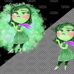 Inside Out Disgust Clip Art PNG, Hand Drawn Cartoon Clipart Sublimation ...