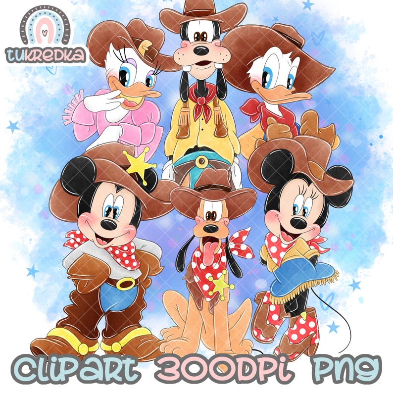 Mickey and Minnie Mouse Cowboy Clipart, PNG Clip Art, Cartoon ...