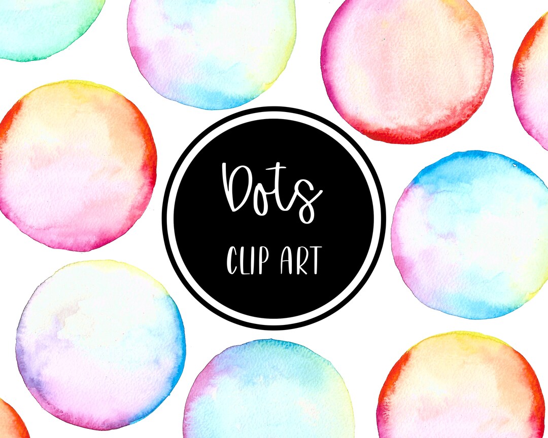 Dots Watercolor Handpainted Digital Clipart Multicolor Rainbow Colorful ...