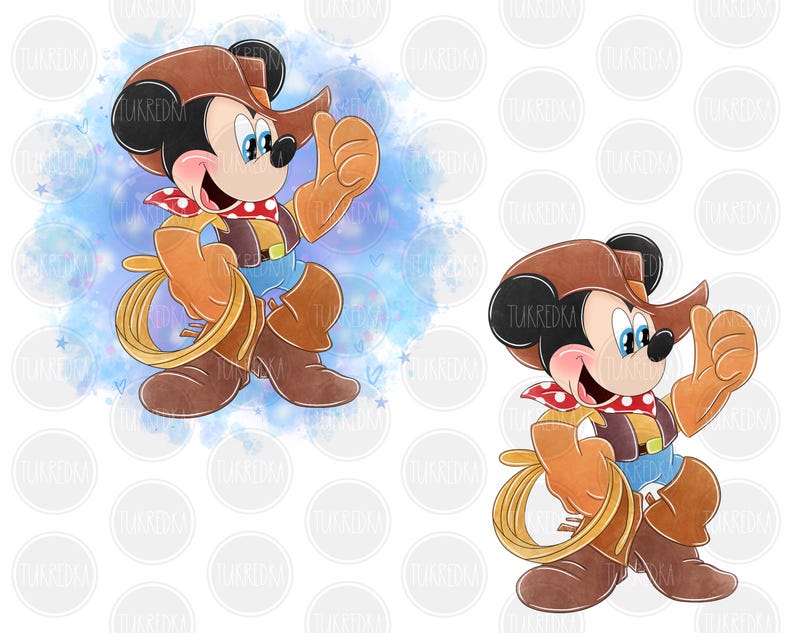 Mickey Mouse Cowboy Clipart, PNG Clip Art, Cartoon Sublimation ...