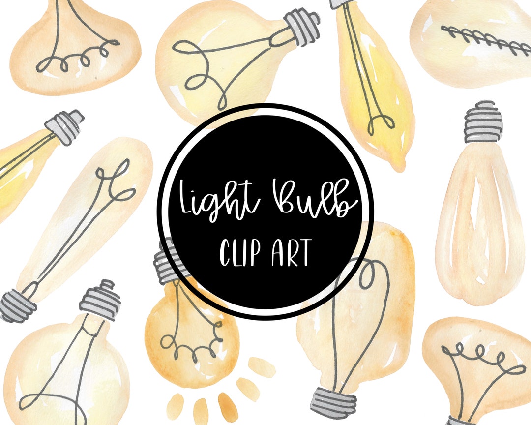Light Bulb Clip Art Watercolor Handpainted Digital Clipart Light ...