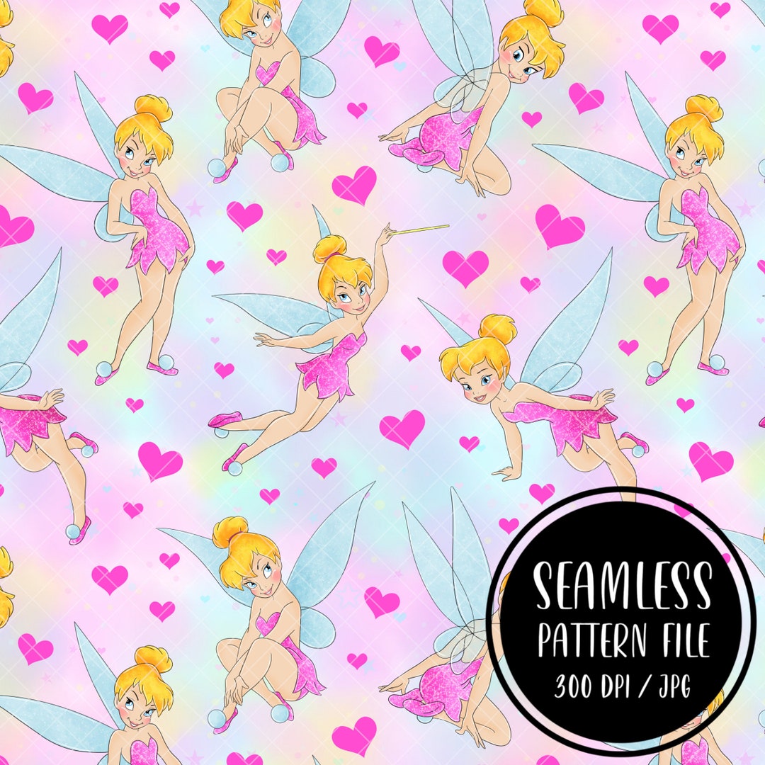 Tinkerbell Seamless Pattern, Digital Paper Background Download JPG - Etsy