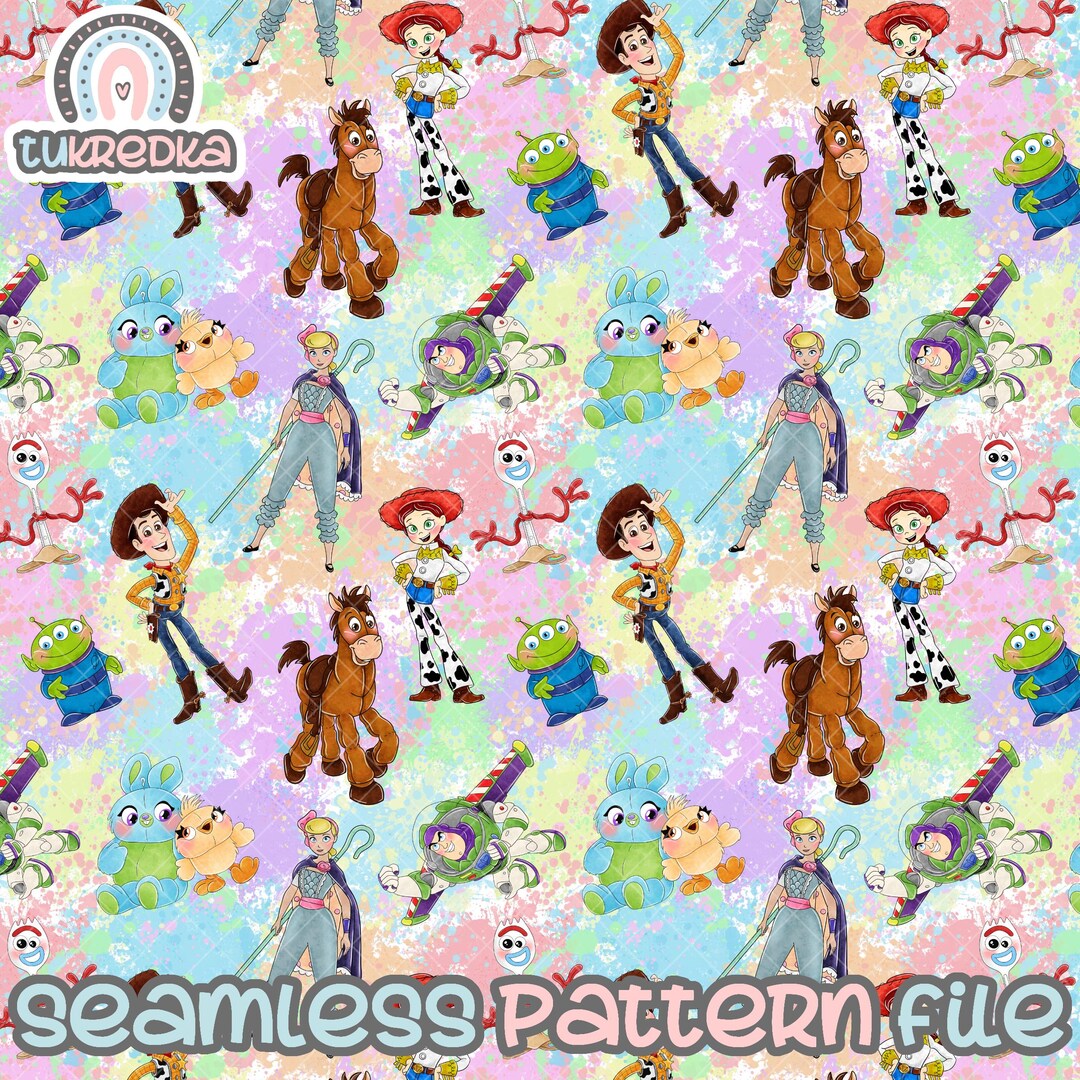 Toy Story Buzz Lightyear Woody Seamless Pattern, Digital Paper Background Download JPG - Etsy
