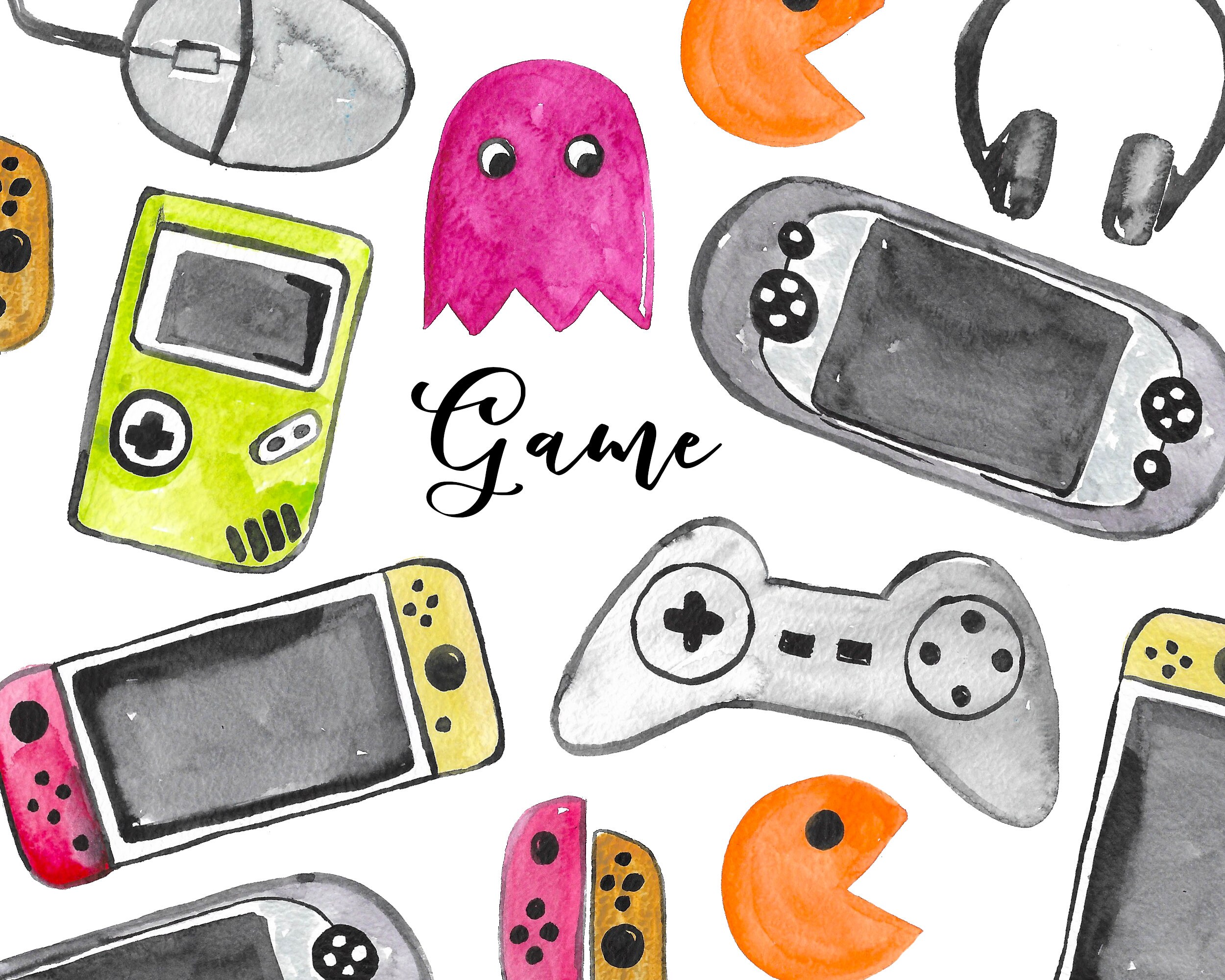 Video Games Clipart Watercolor Handpainted Digital Clipart - Etsy Australia