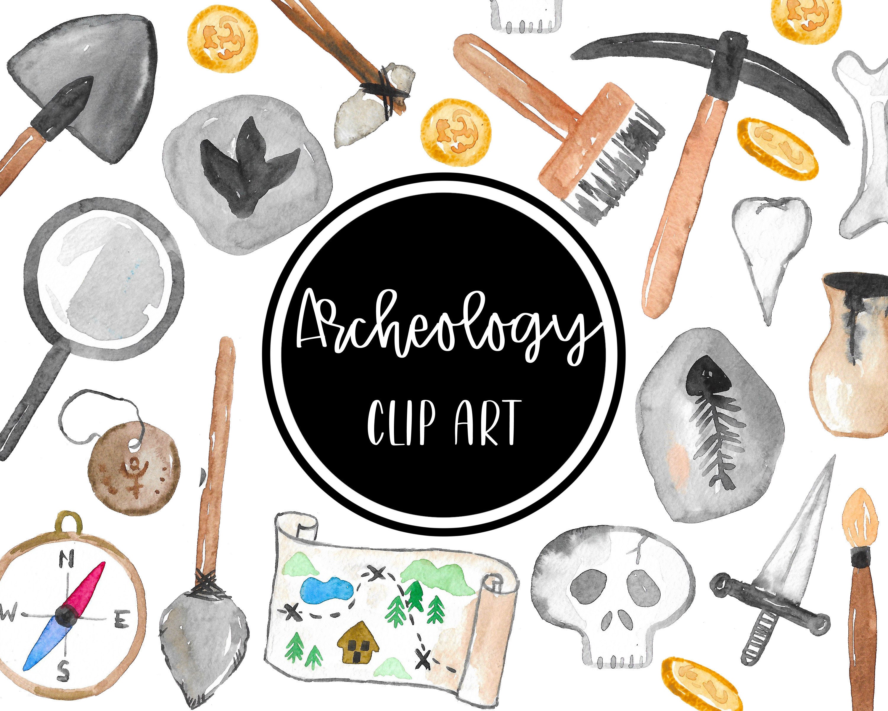 Archeology Clip Art Watercolor Handpainted Digital Clipart - Etsy