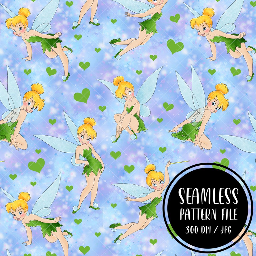 Tinkerbell Seamless Pattern, Digital Paper Background Download JPG - Etsy