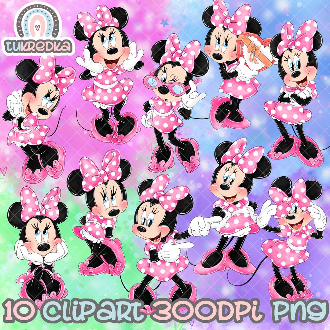 Set of Minnie Mouse Clipart, PNG Clip Art, Cartoon Sublimation PNG ...