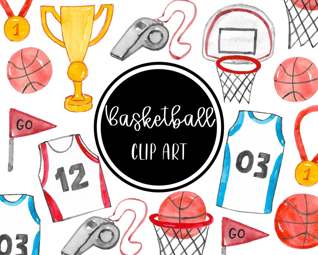 Basketball Clip Art Watercolor Handpainted Digital Clipart Sports ...
