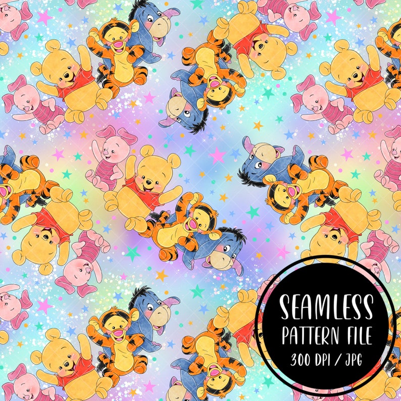 Winnie the Pooh Baby Piglet Seamless Pattern, Digital Paper Background ...