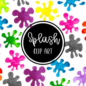 Splatter Splash Splotches Watercolor Handpainted Digital Clipart Green ...