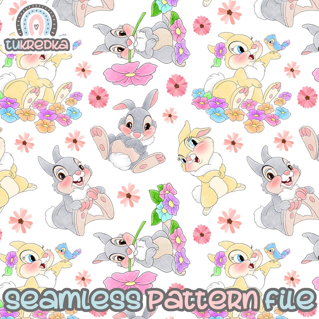 Bambi Thumper Seamless Pattern, Digital Paper Background Download JPG ...