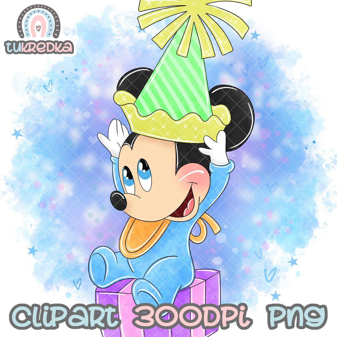 Baby Mickey Mouse Birthday Clipart, PNG Clip Art, Cartoon Sublimation ...