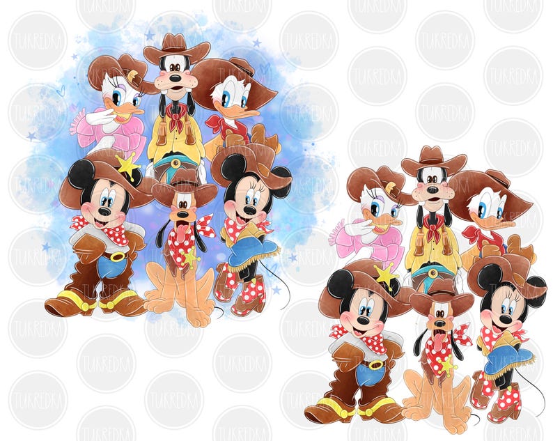 Mickey and Minnie Mouse Cowboy Clipart, PNG Clip Art, Cartoon ...