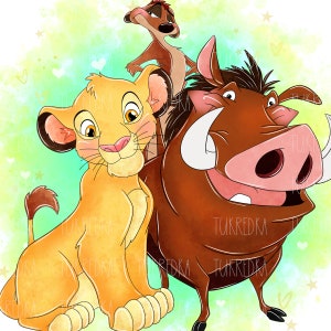 The Lion King Simba Pumbaa Timon Clip Art PNG, Cartoon Sublimation PNG Clipart, Cartoon ...