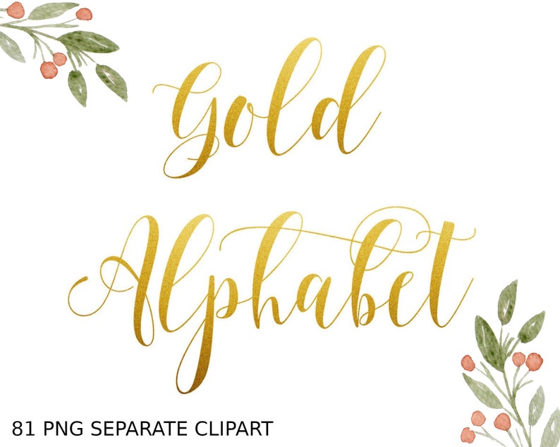 Alphabet Clip Art Foil Gold Alphabet Letters Cards Download | Etsy