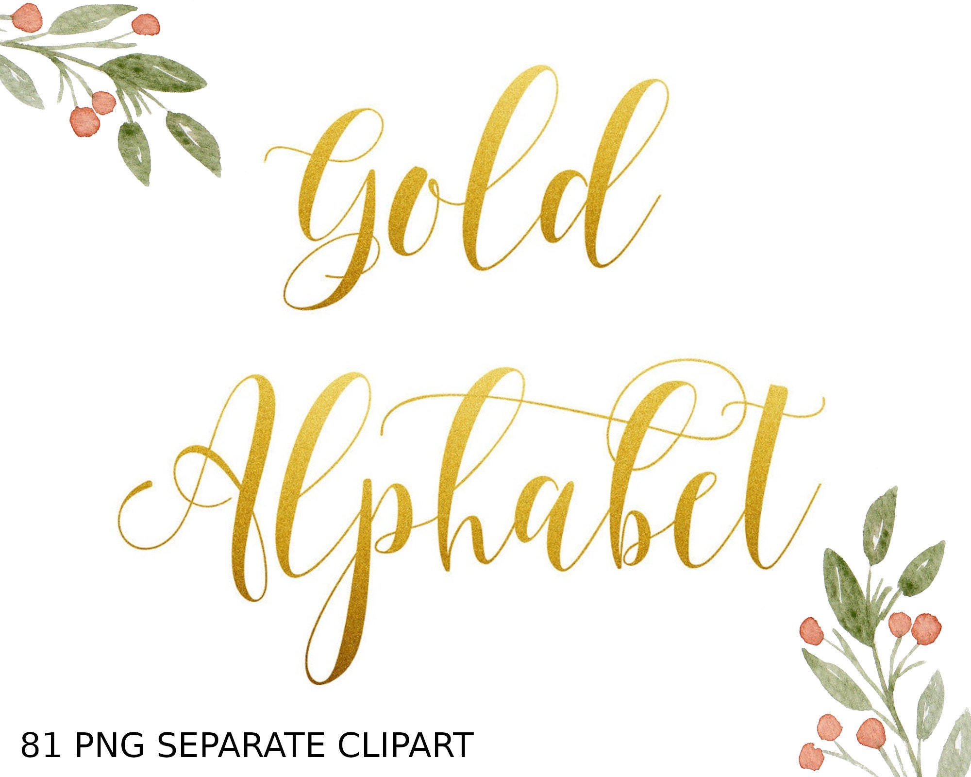 Alphabet Clip Art Foil Gold Alphabet Letters Cards Download - Etsy