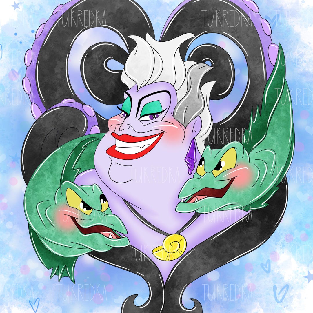Princess Villain Ursula Flotsam Jetsam Clip Art, the Little Mermaid PNG ...