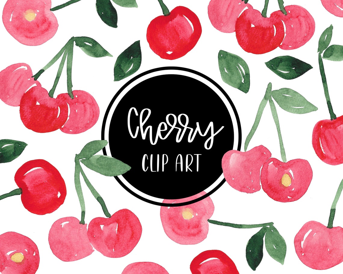 Cherry Watercolor Handpainted Digital Clipart Fruit Cherries - Etsy