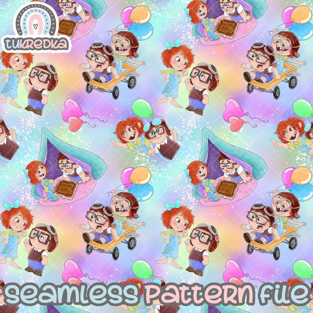 Up Carl and Ellie Seamless Pattern, Digital Paper Background Download ...