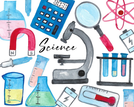 Science Clipart Watercolor Handpainted Digital Clipart School | Etsy