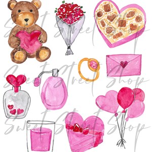 Valentines Clip Art Heart Balloon Clip Art Watercolor Handpainted ...