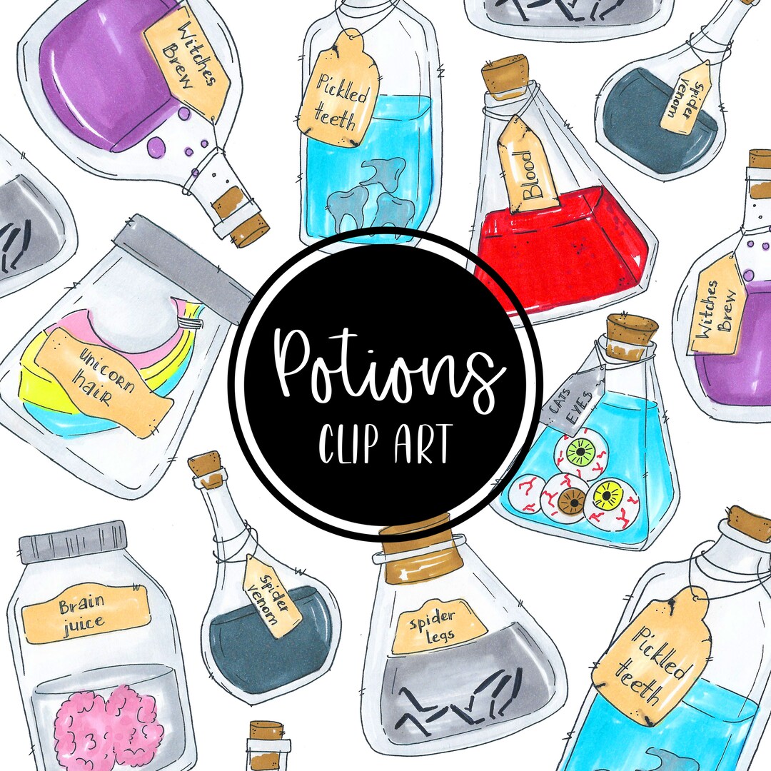 Halloween Potions Clip Art Handpainted Watercolor Digital Clipart ...