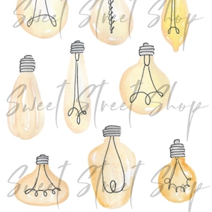 Light Bulb Clip Art Watercolor Handpainted Digital Clipart Light ...