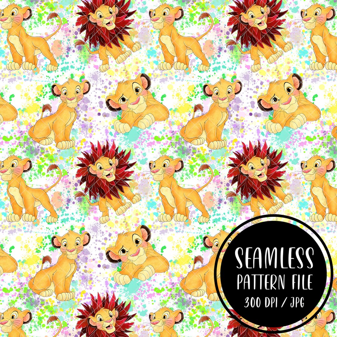 The Lion King Simba Seamless Pattern, Digital Paper Background Download ...