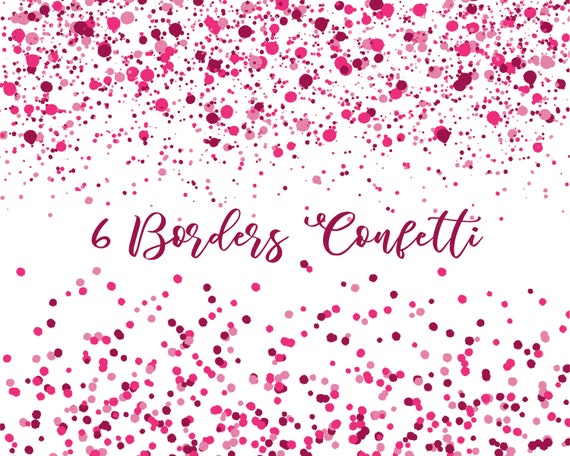 Digital Confetti Pink Border Confetti Clipart Confetti - Etsy