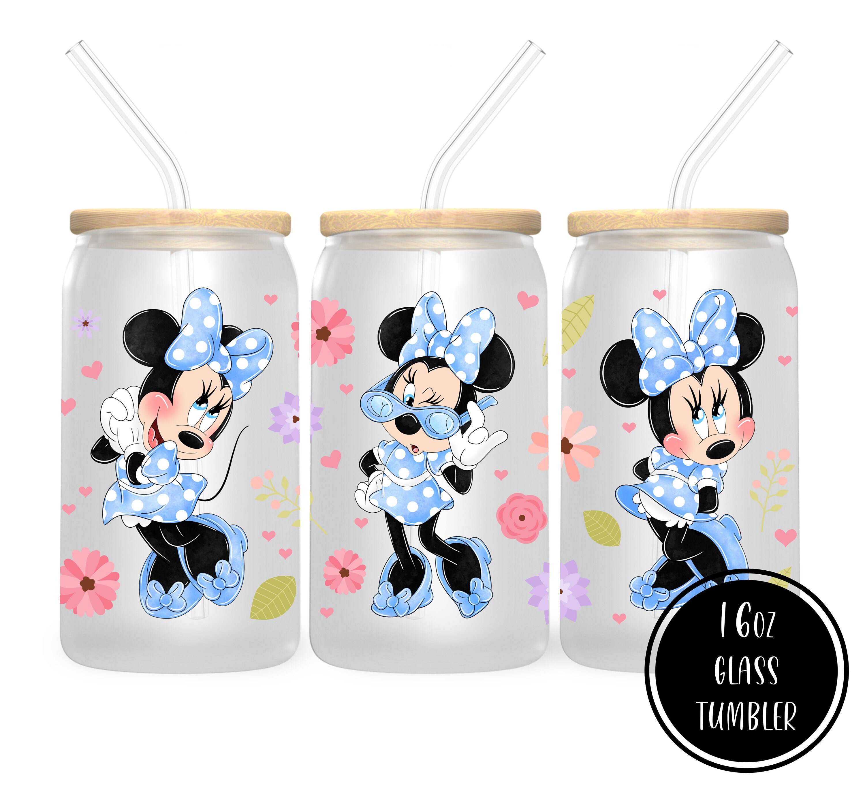 Minnie Mouse Cup PNG File DIGITAL DOWNLOAD 16oz Glass Tumbler Design ...
