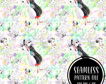 Cruella 101 Dalmatians Dog Seamless Pattern, Digital Paper Background ...