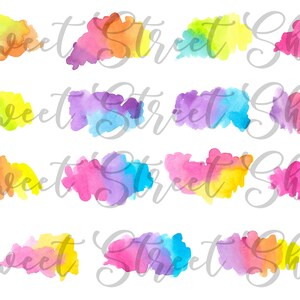 Rainbow Splash Splotches Watercolor Handpainted Digital Clipart ...