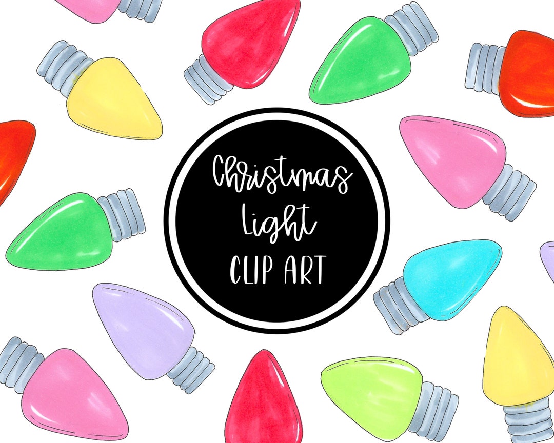 Light Christmas Clip Art Watercolor Handpainted Holiday Digital Clipart ...