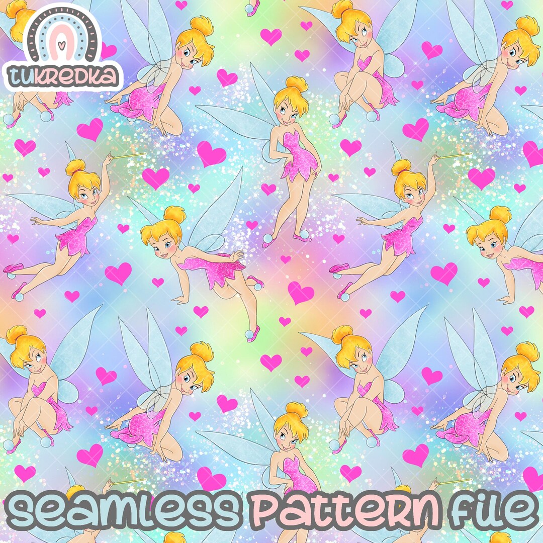 Tinkerbell Seamless Pattern, Digital Paper Background Download JPG - Etsy