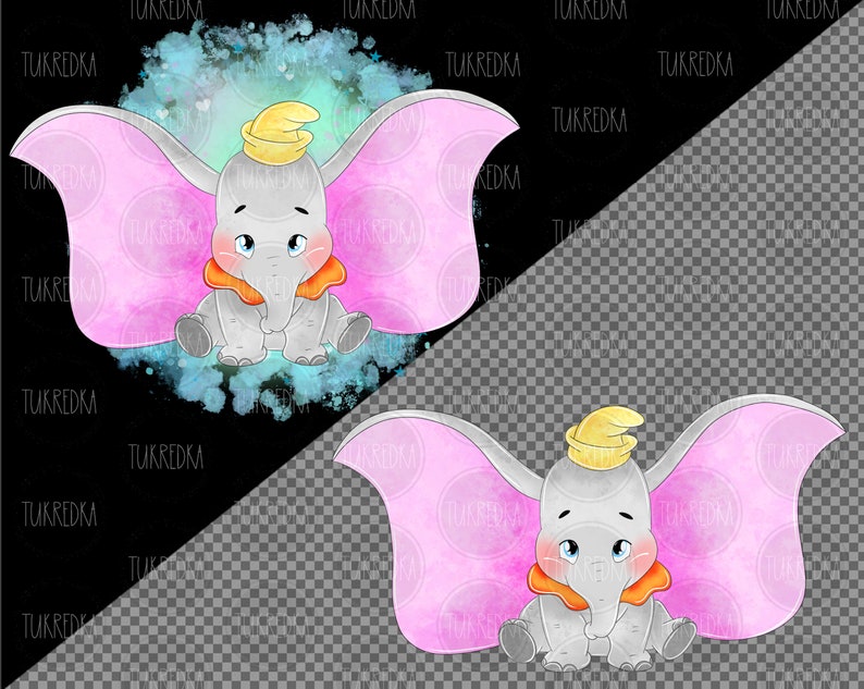 Dumbo Cute Clip Art PNG, Cartoon Dumbo Clipart Sublimation PNG - Etsy