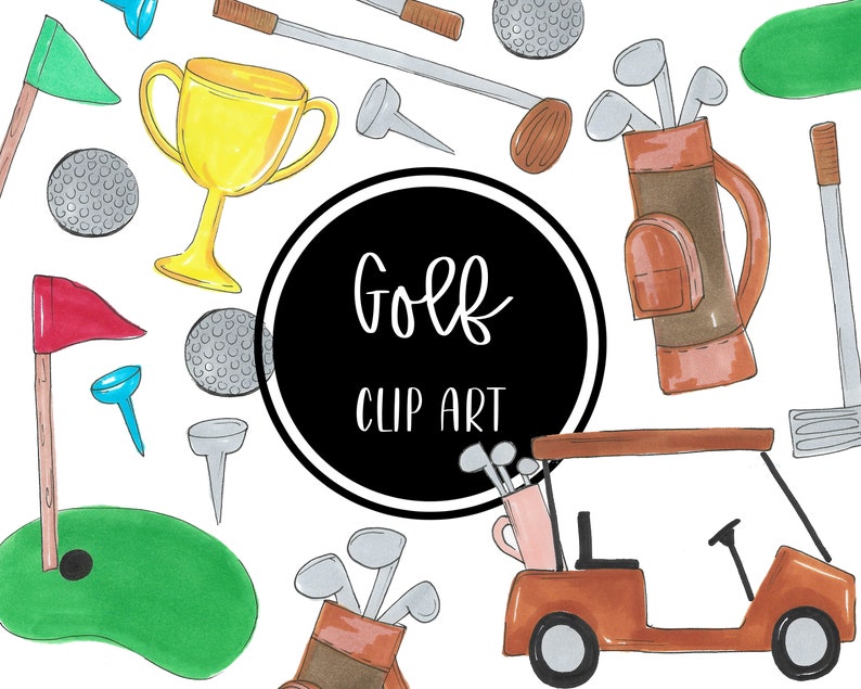 Golf Clip Art Watercolor Handpainted Digital Clipart Sports Download ...