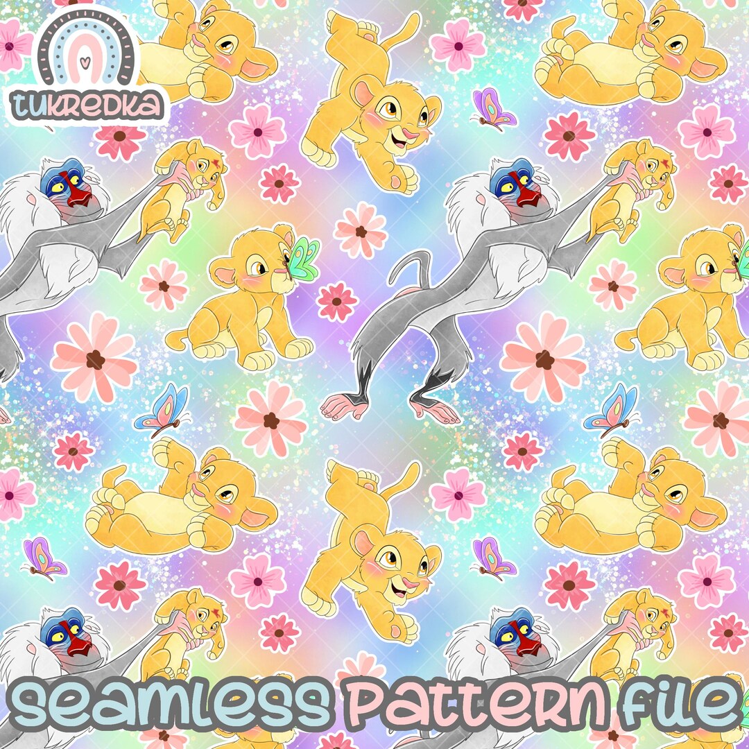 The Lion King Simba Seamless Pattern, Digital Paper Background Download ...
