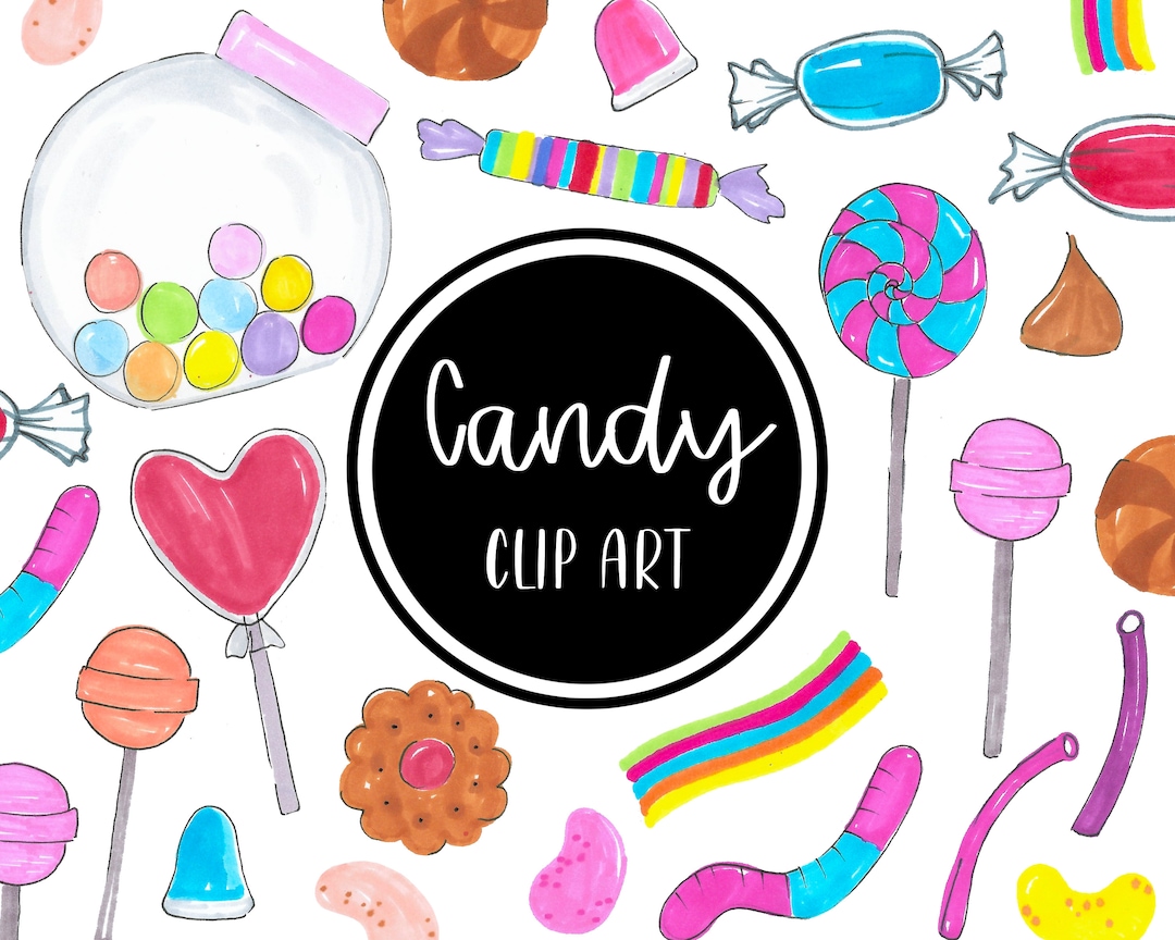Candy Handpainted Digital Clip Art Clipart Food Dessert Cards Download ...