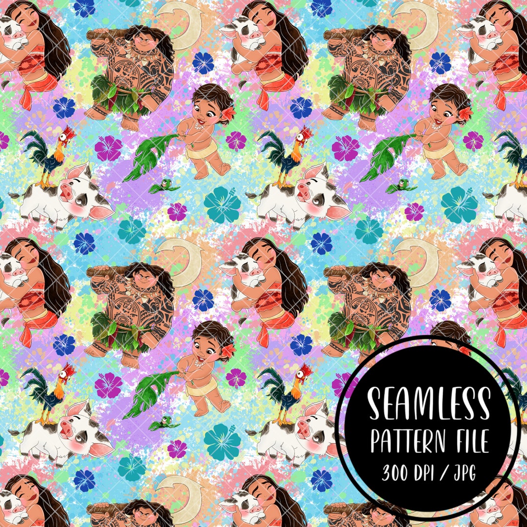 Princess Moana Seamless Pattern, Digital Paper Background Download Free ...