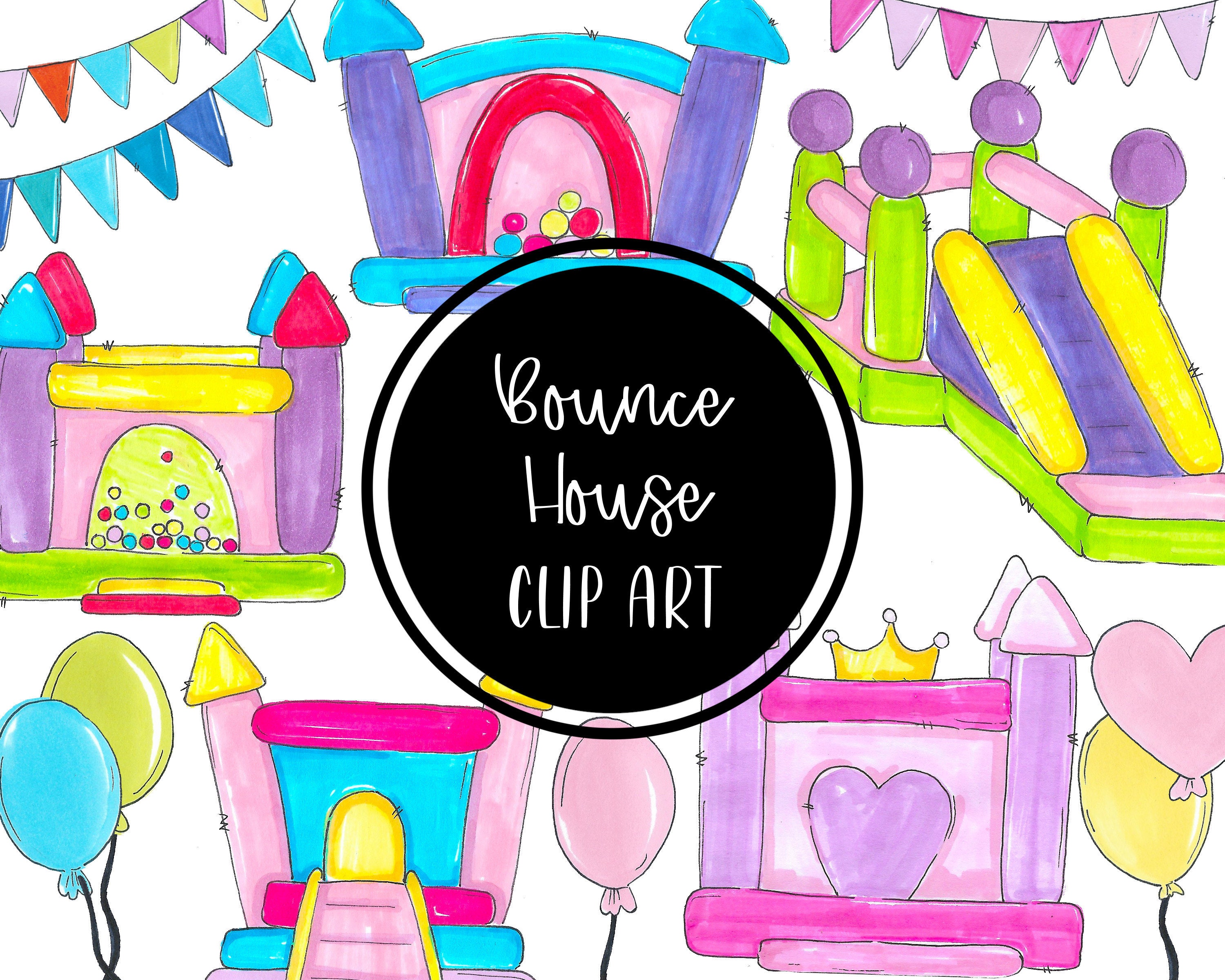 Bounce House Clip Art Handpainted Watercolor Digital Clipart Jumpy ...
