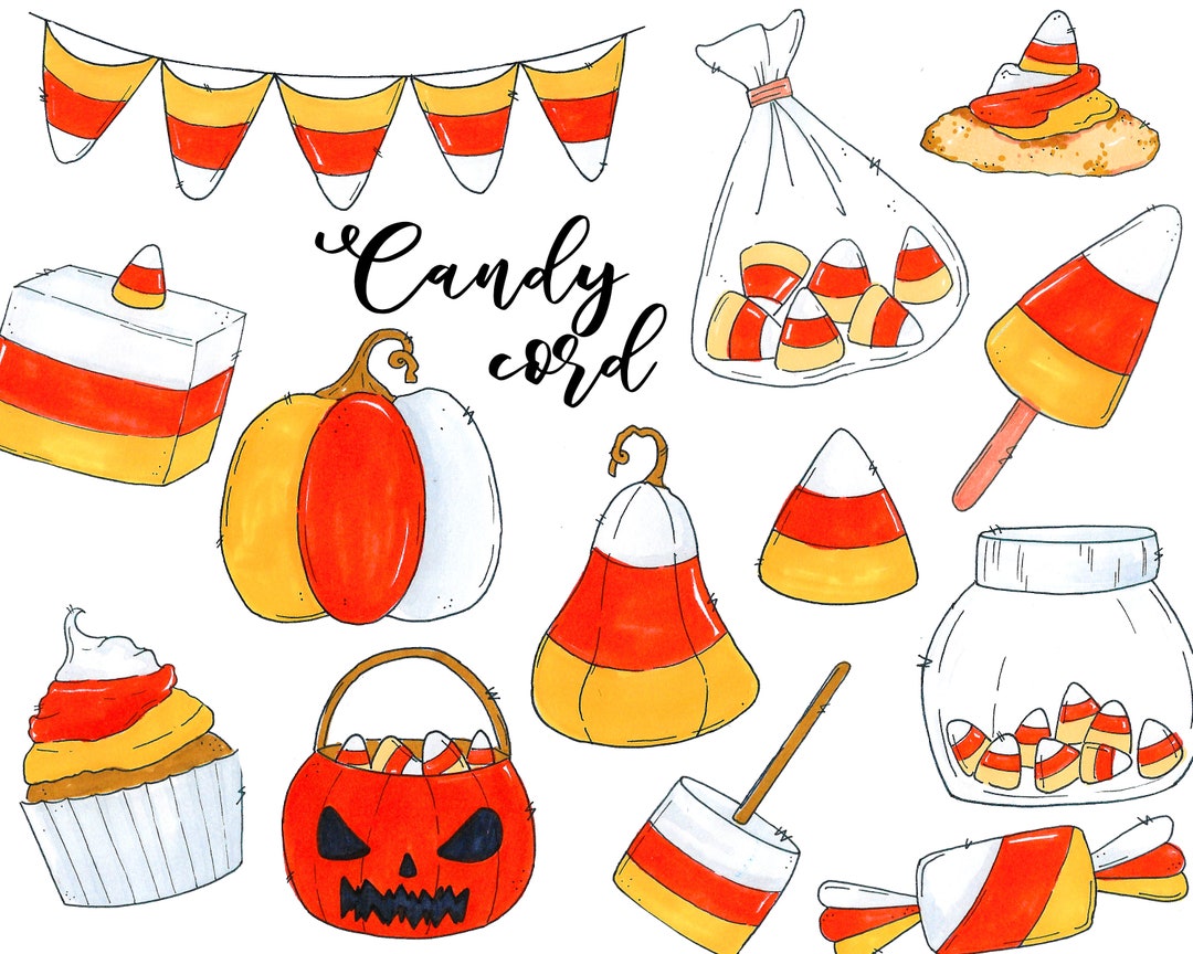 Halloween Candy Corn Clip Art Watercolor Handpainted Digital Clipart ...