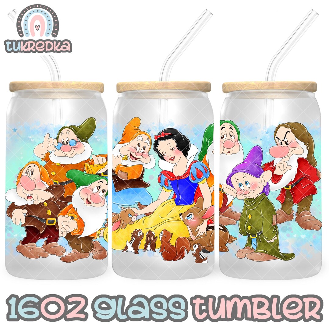 Princess Snow White Cup PNG File DIGITAL DOWNLOAD 16oz Glass Tumbler ...