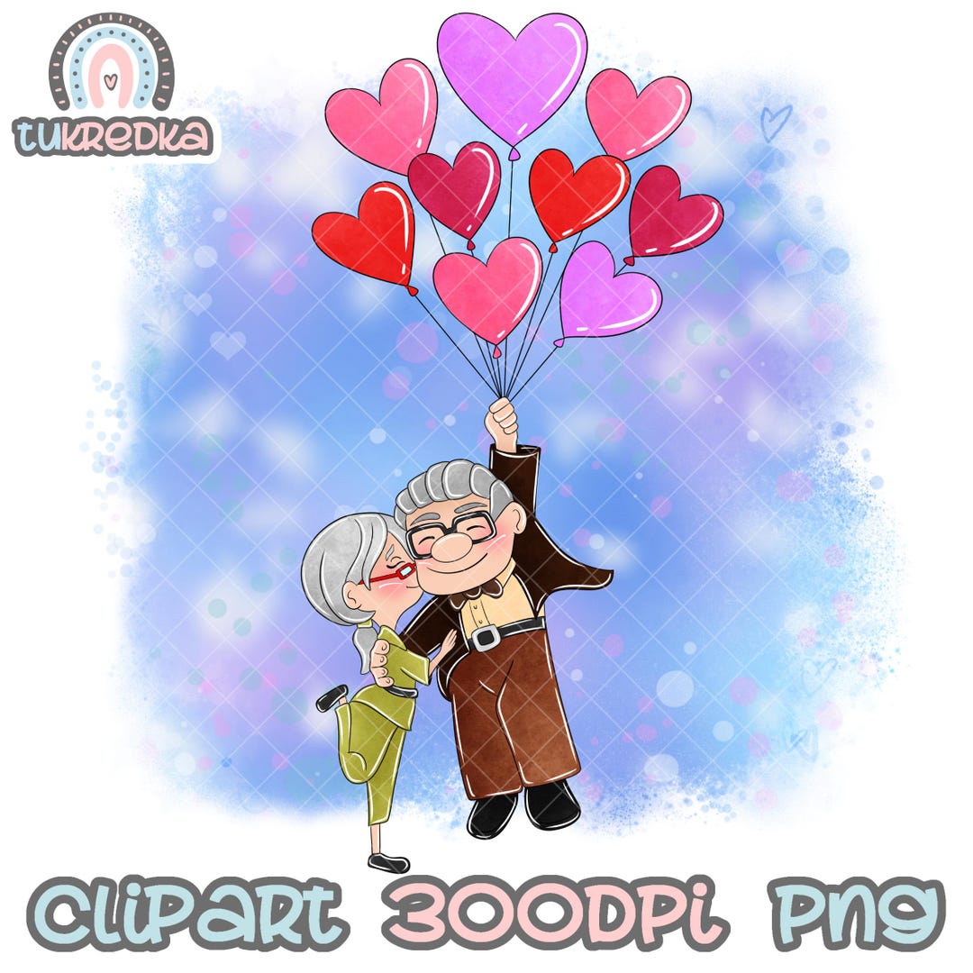Up Carl and Ellie Clip Art PNG, Cartoon up Clipart Sublimation PNG ...
