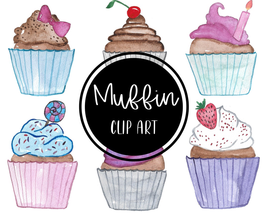 Cupcakes Muffin Handgemaltes Aquarell Digitale ClipArt Clipart Essen ...